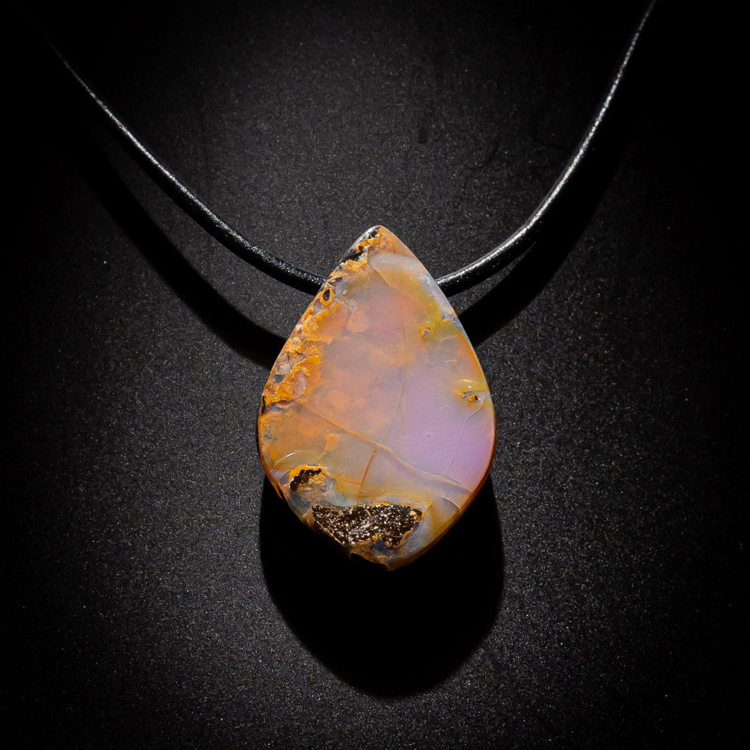 Opal leather necklace store